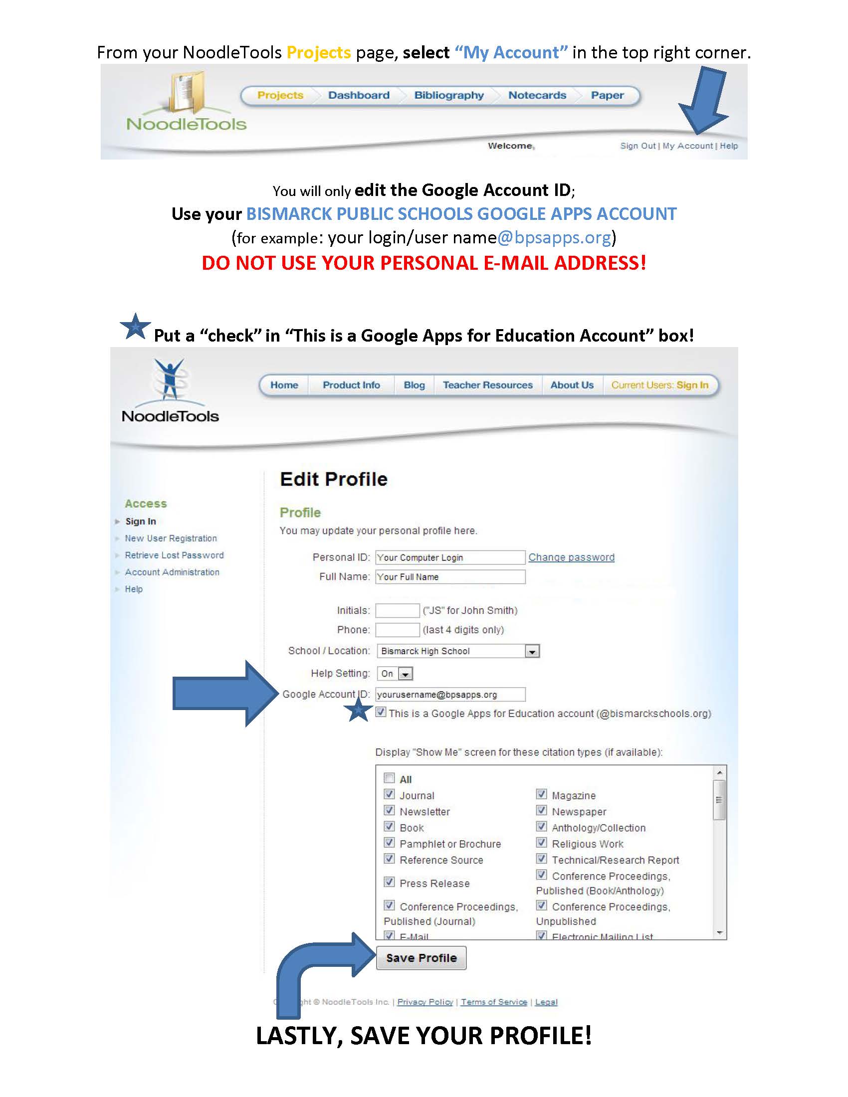 Noodletools for Students | Learnbps
